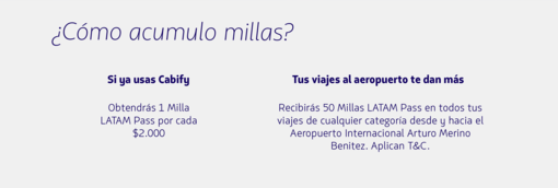 Acumulas Millas LATAM Pass con Cabify